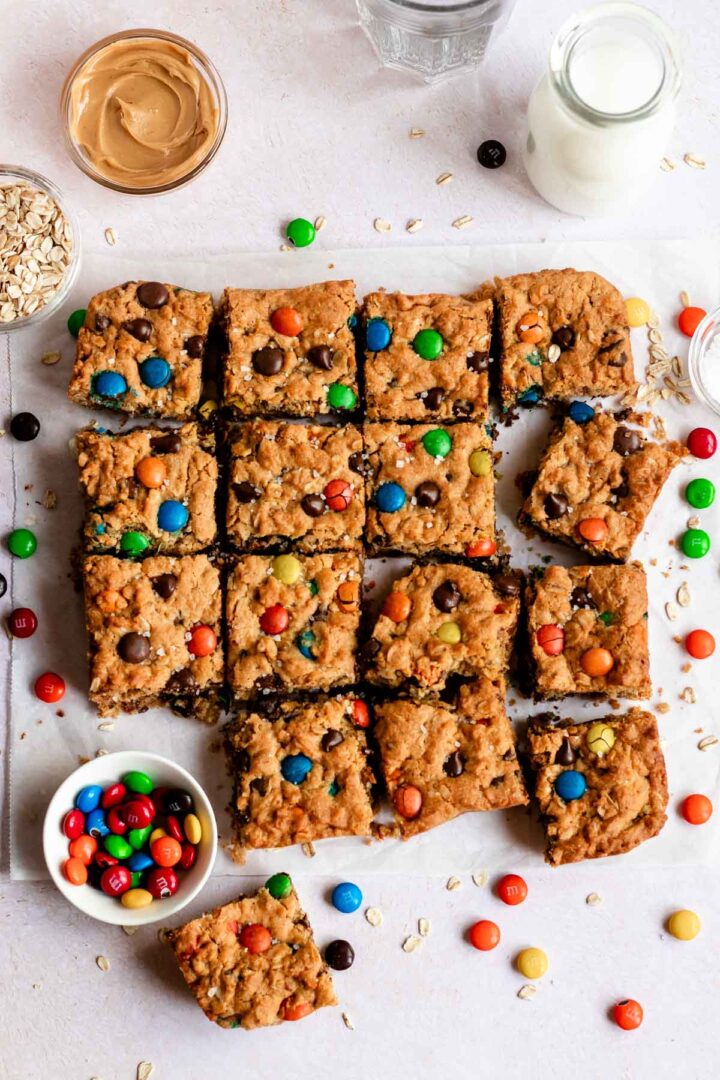 Chewy Monster Cookie Bars - Rich And Delish