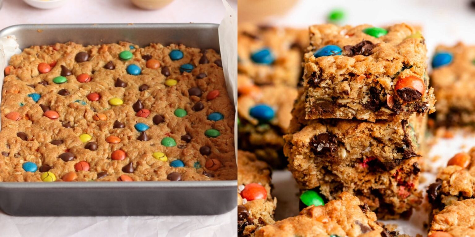 Chewy Monster Cookie Bars - Rich And Delish