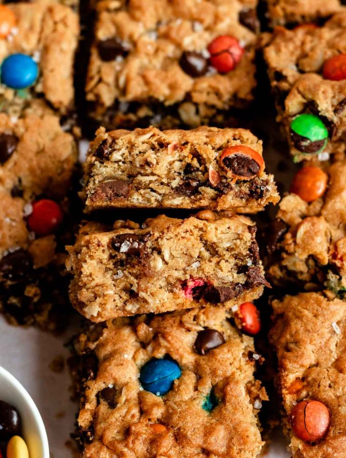 Chewy Monster Cookie Bars - Rich And Delish