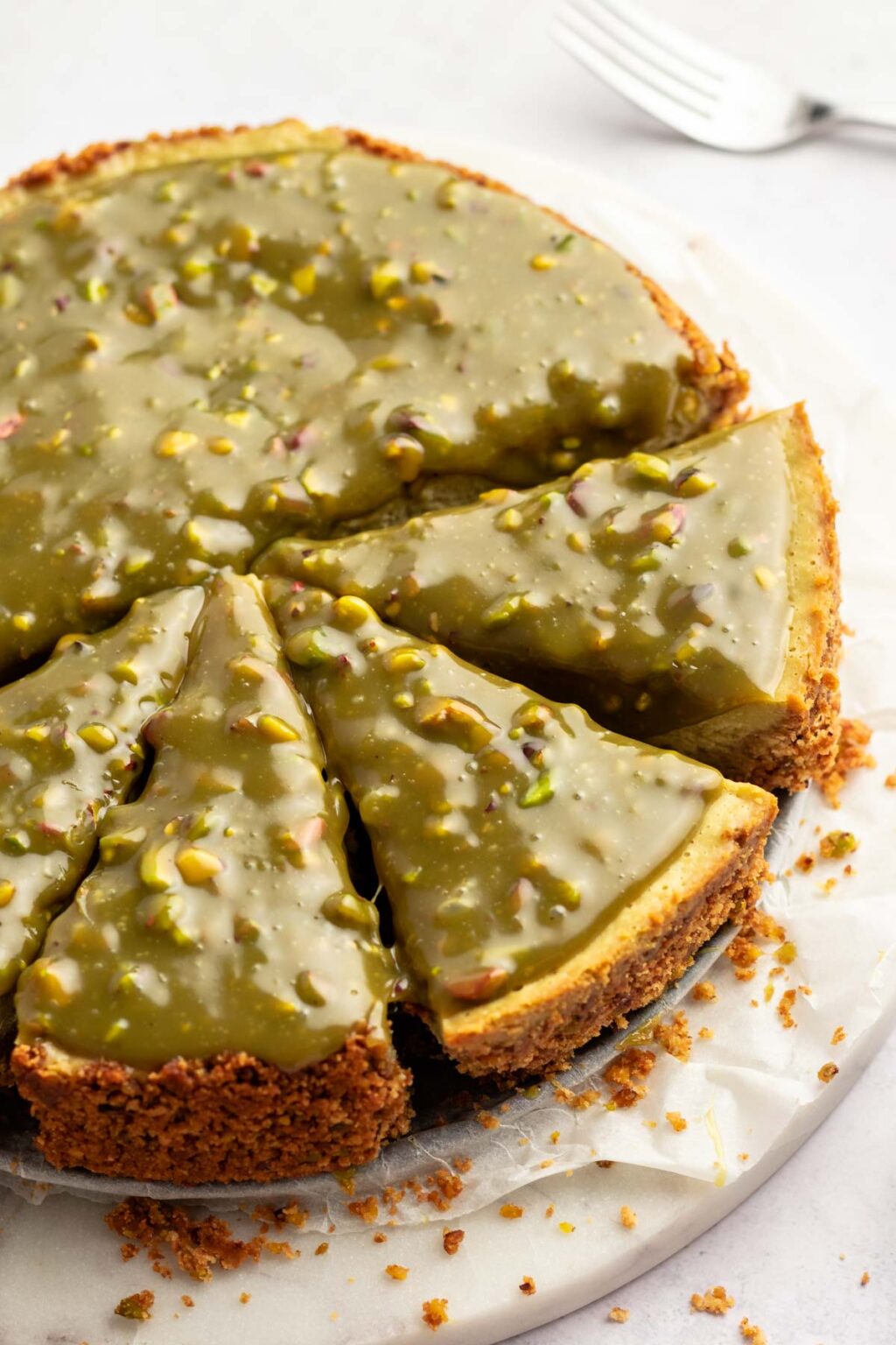 Pistachio Cheesecake With Pistachio Topping - Rich And Delish