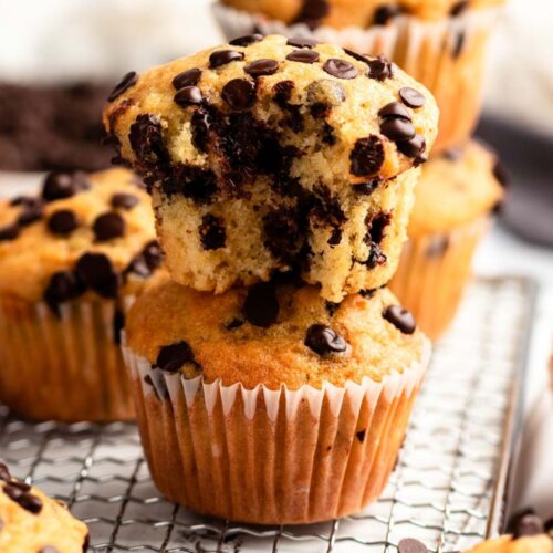 Bakery Style Chocolate Chip Muffins - Rich And Delish