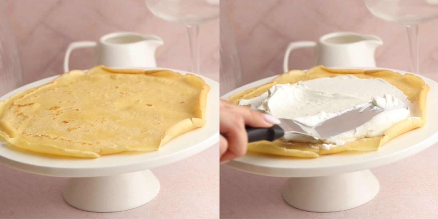 Easy Crepe Cake w/ Whipped Cream & Chocolate Ganache - Rich And Delish