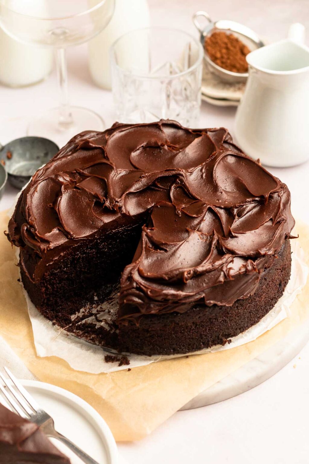Chocolate Mayonnaise Cake w/ Chocolate Fudge Frosting - Rich And Delish