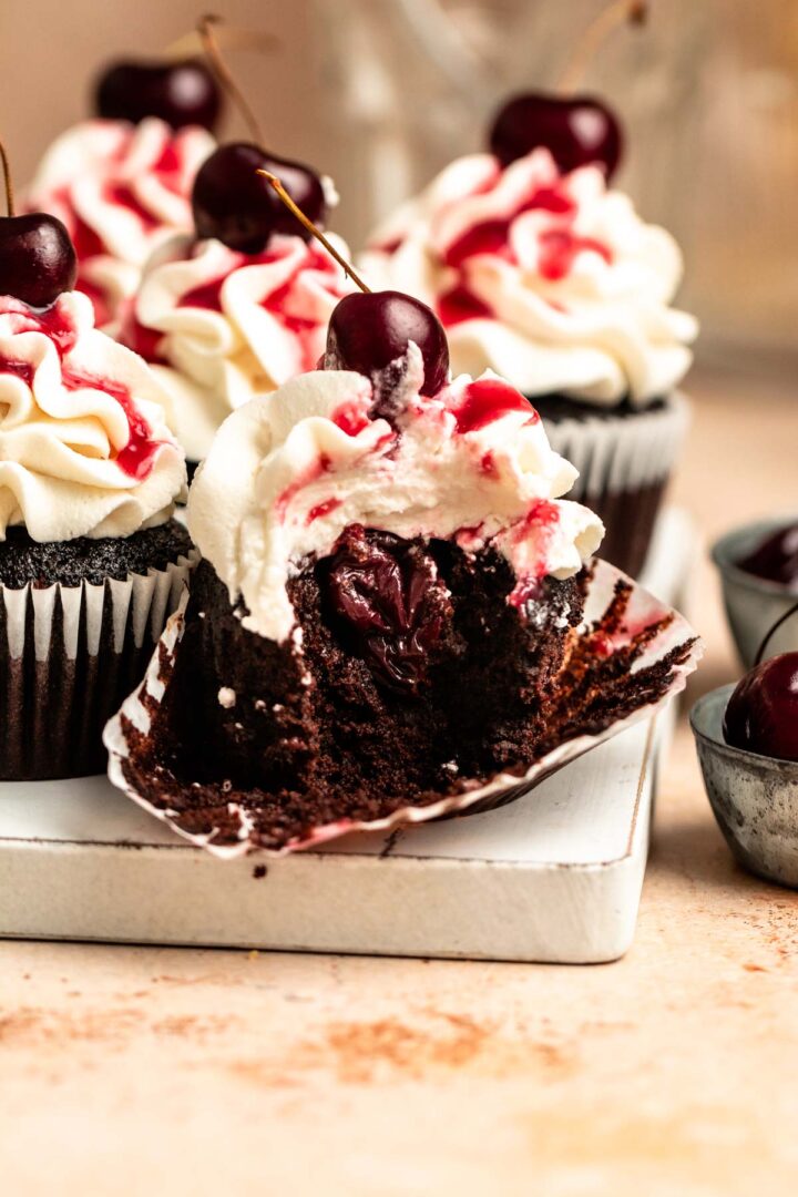 Black Forest Cupcakes w/ Cherry Filling - Rich And Delish