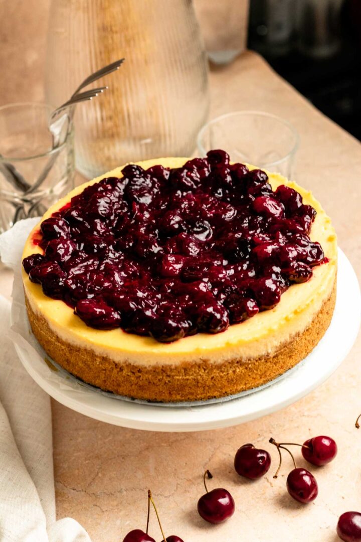 Cherry Cheesecake w/ Cherry Topping - Rich And Delish