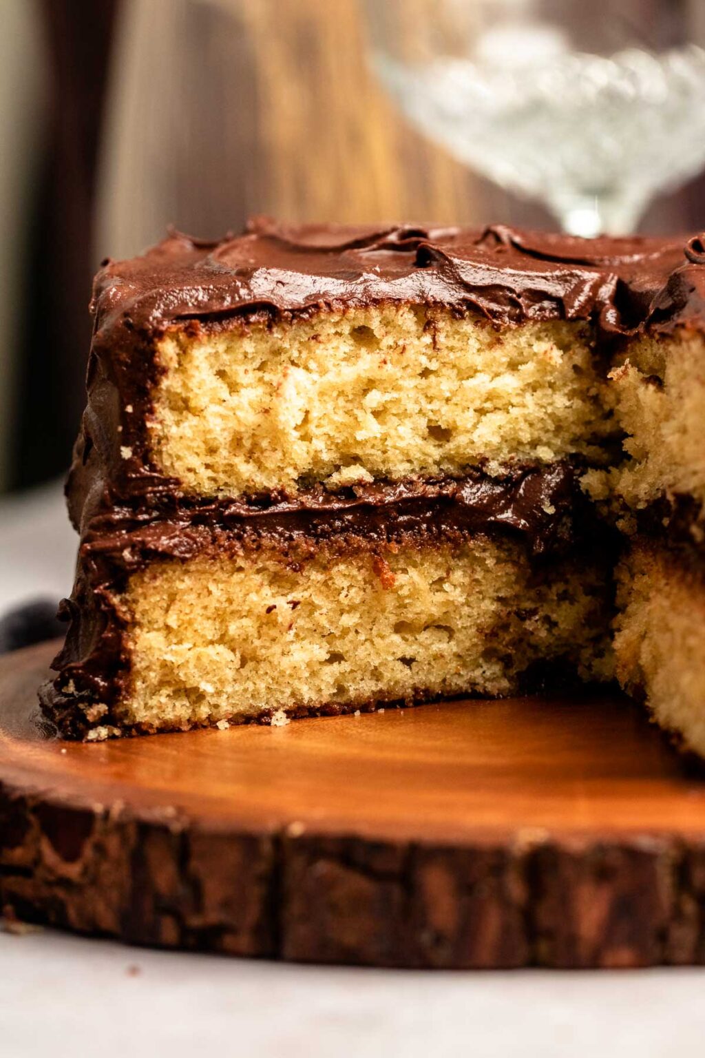 Vanilla Cake w/ Chocolate Frosting - Rich And Delish